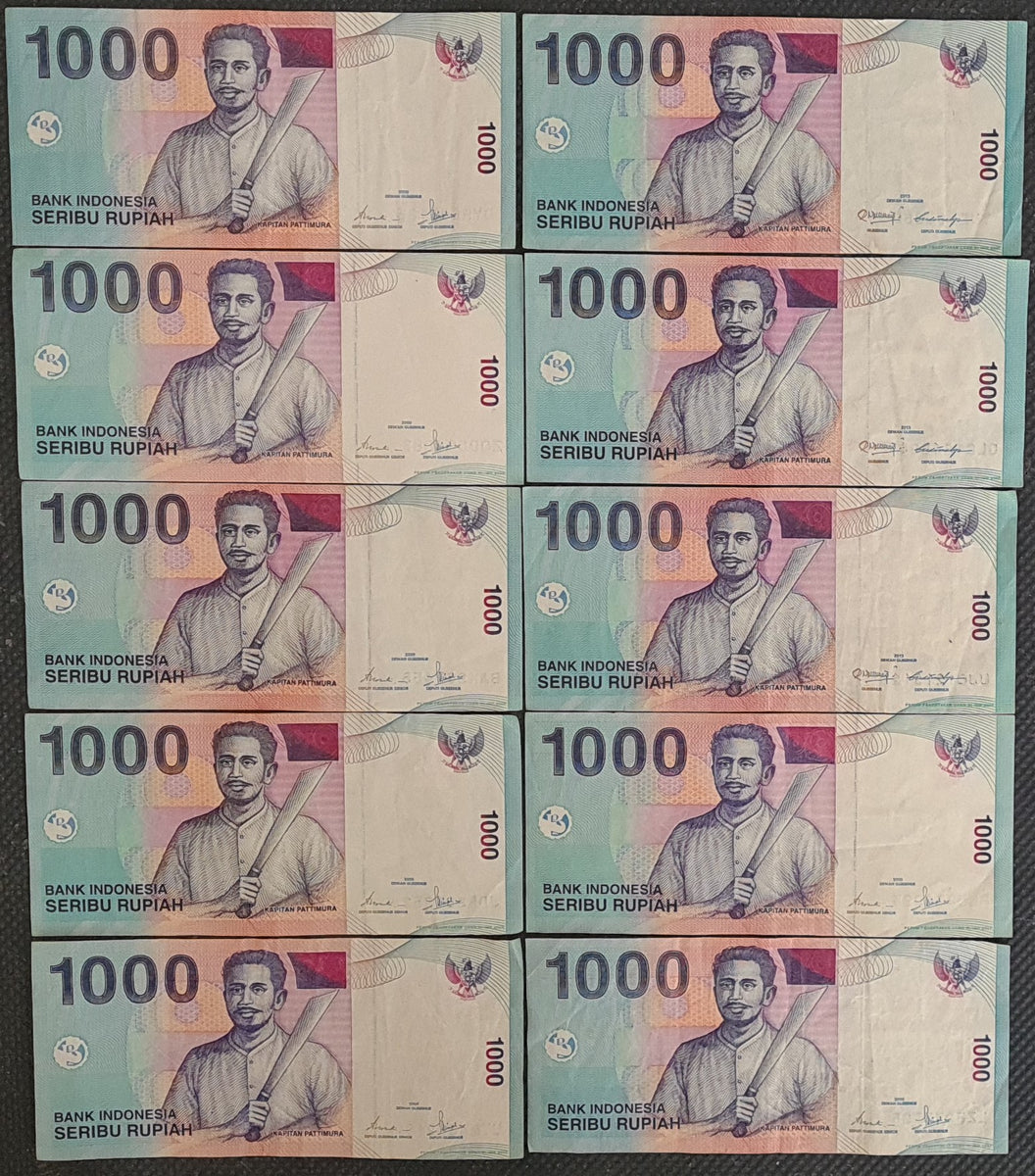 Indonesia 1,000 Rupiah Banknotes x 10 – Coinpeeps