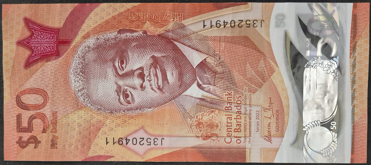Barbados 50 Dollars Polymer Banknote – Coinpeeps