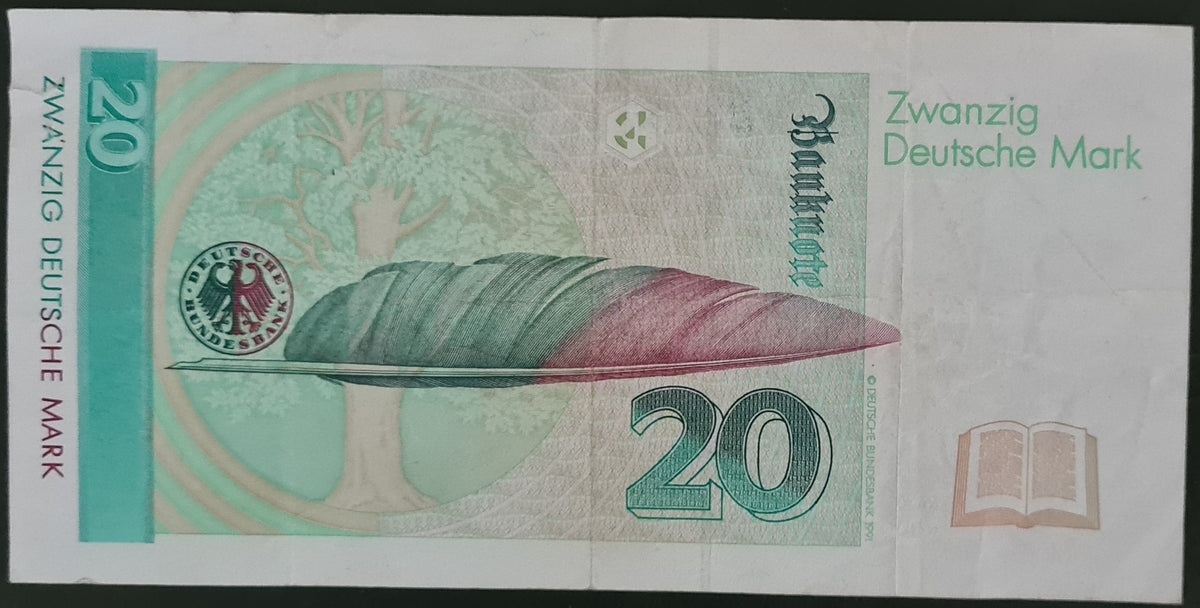 Germany 20 Deutsche Mark Banknote – Coinpeeps